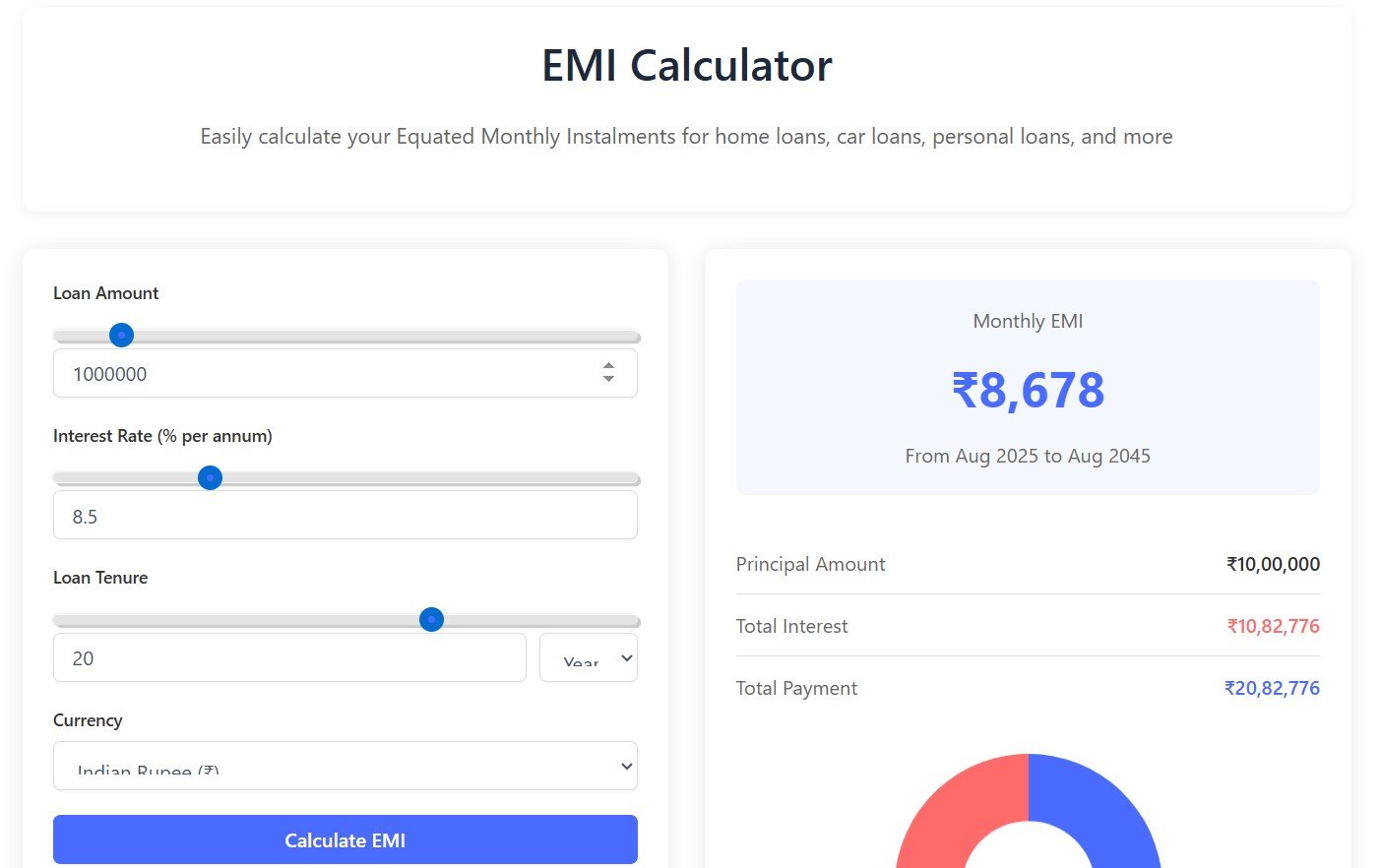 Free EMI Calculator – Calculate Loan EMI In 1-Seconds